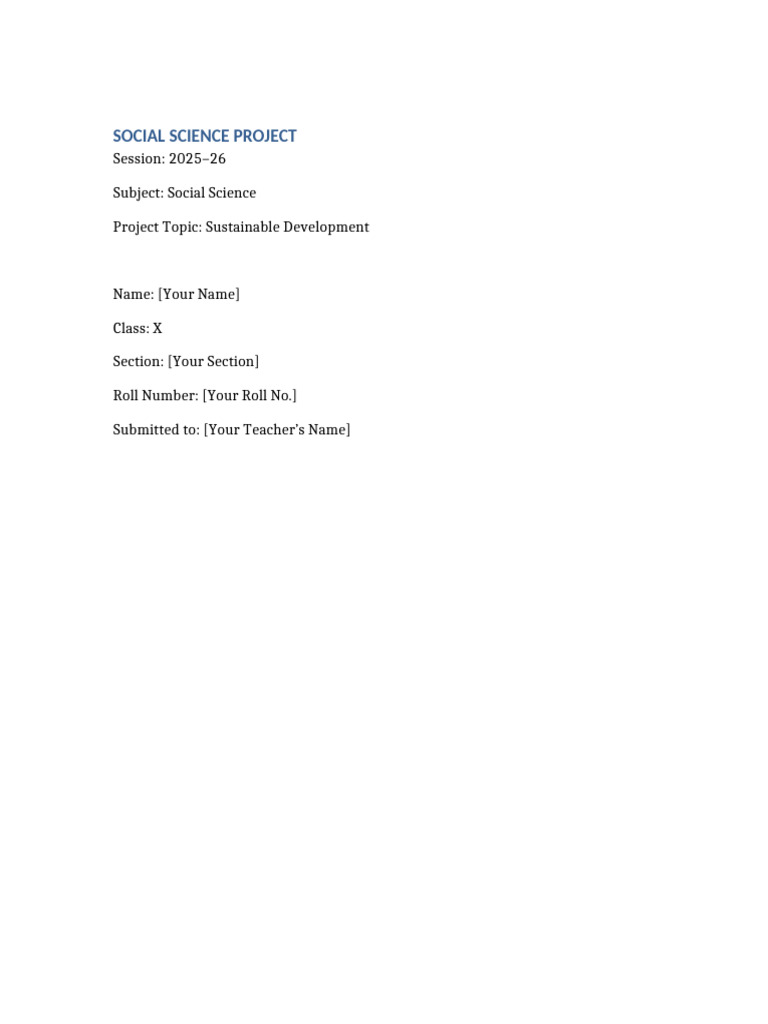 Sustainable Development Project Class10 | PDF | Sustainability ...