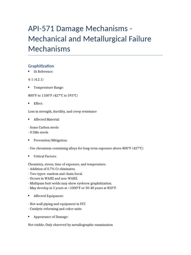 API 571 Damage Mechanisms Overview | PDF | Steel | Applied And ...