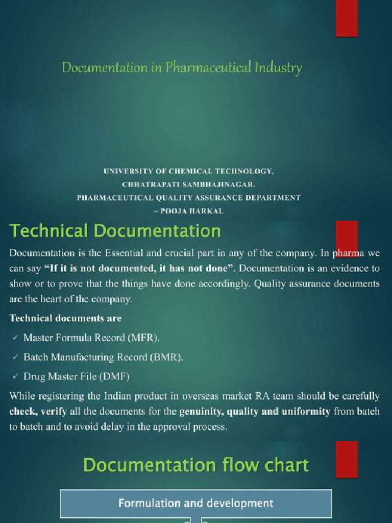 Documentation in Pharmaceutical Industry.1 | PDF