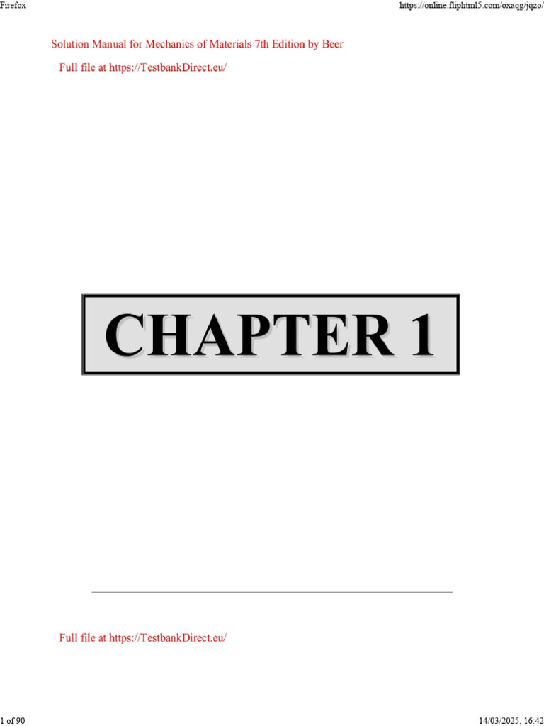 Solution Manual For Mechanics of Materials 7th Edition Cap 1 | PDF