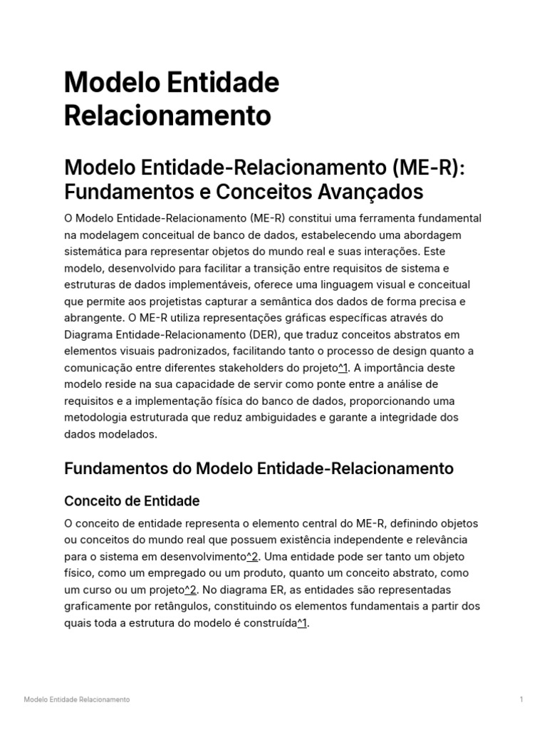 Modelo Entidade Relacionamento | PDF | Bancos de dados | Física