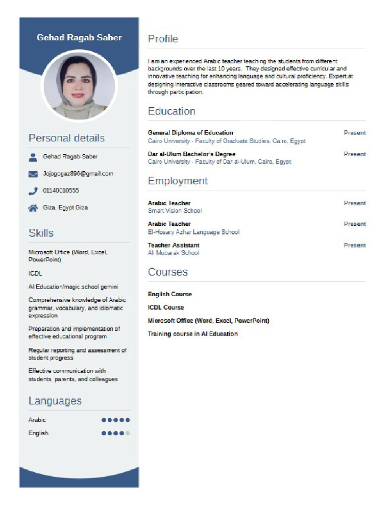 Arabic Teacher CV | PDF
