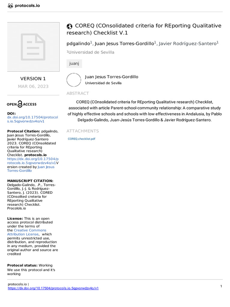 COREQ COnsolidated Criteria For REporting Qualitat | PDF