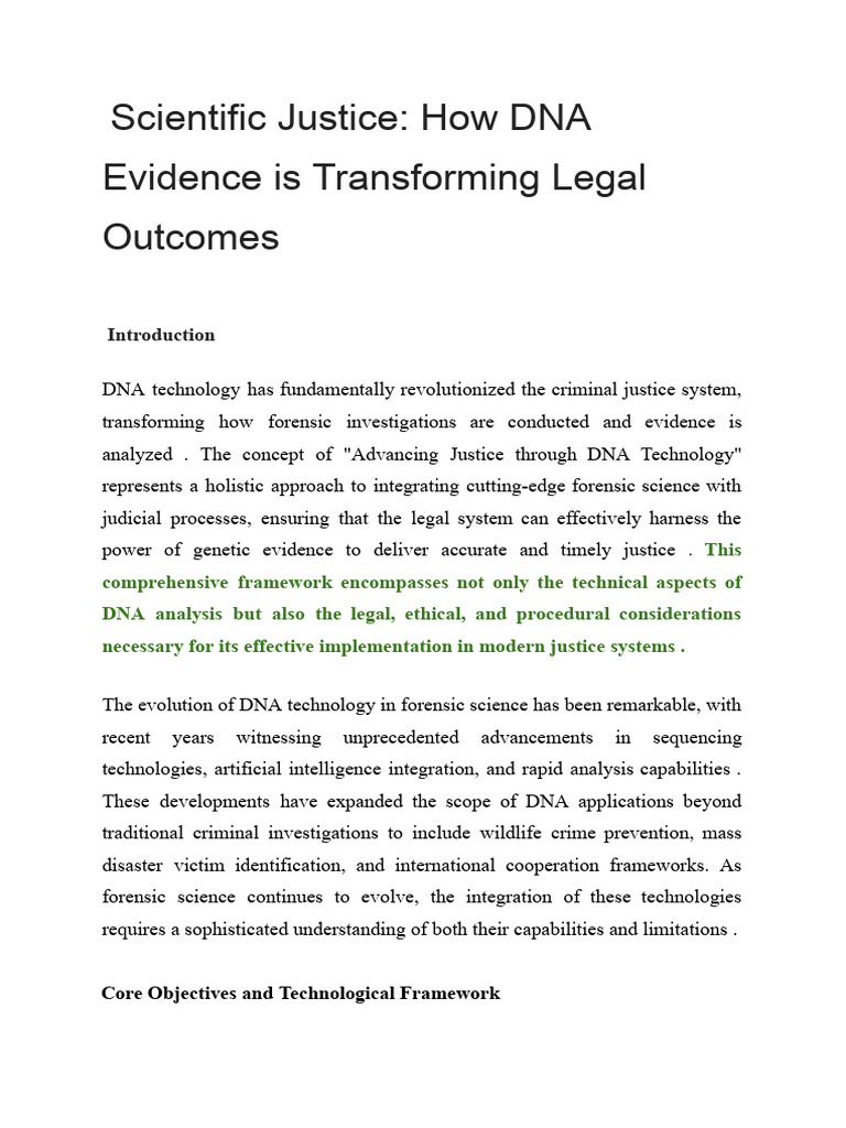 Scientific Justice - How DNA Evidence Is Transforming Legal Outcomes ...