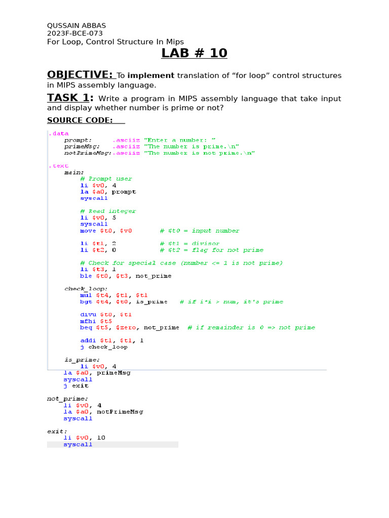 Coa Lab 10 | PDF