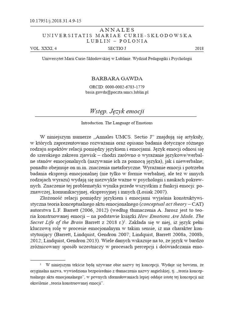 Wstep Jezyk Emocji | PDF