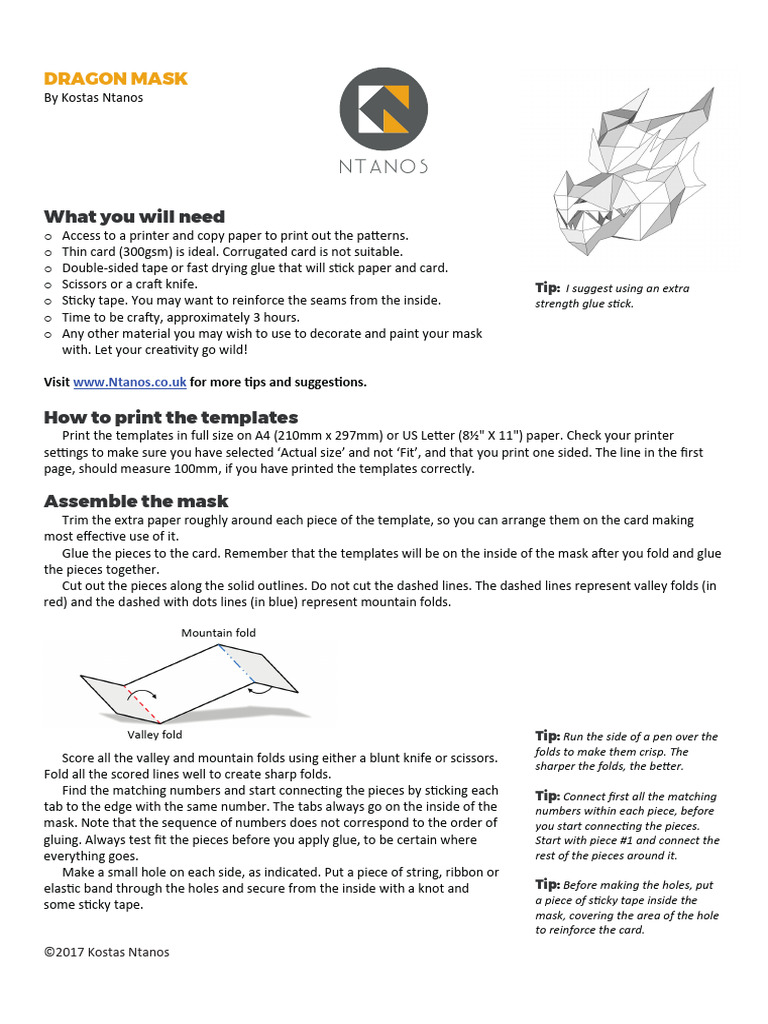 DIY Dragon Mask Craft Instructions | PDF | Conservation And Restoration ...