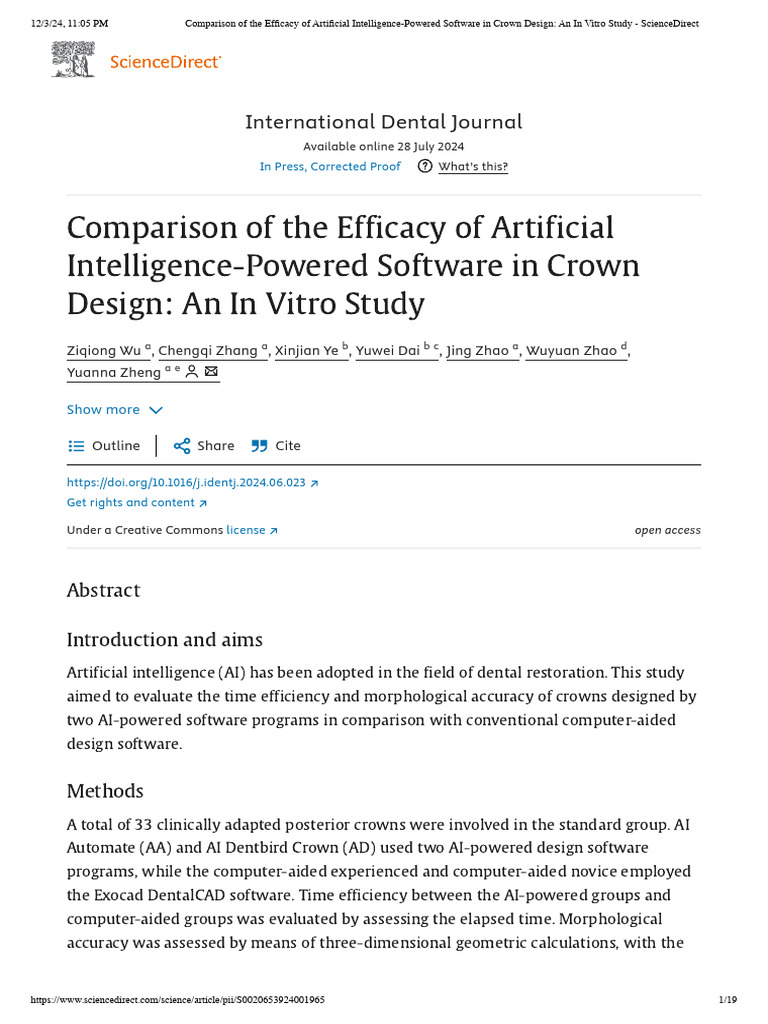 Comparison of The Efficacy of Artificial Intelligence-Powered Software in Crown Design - An in ...