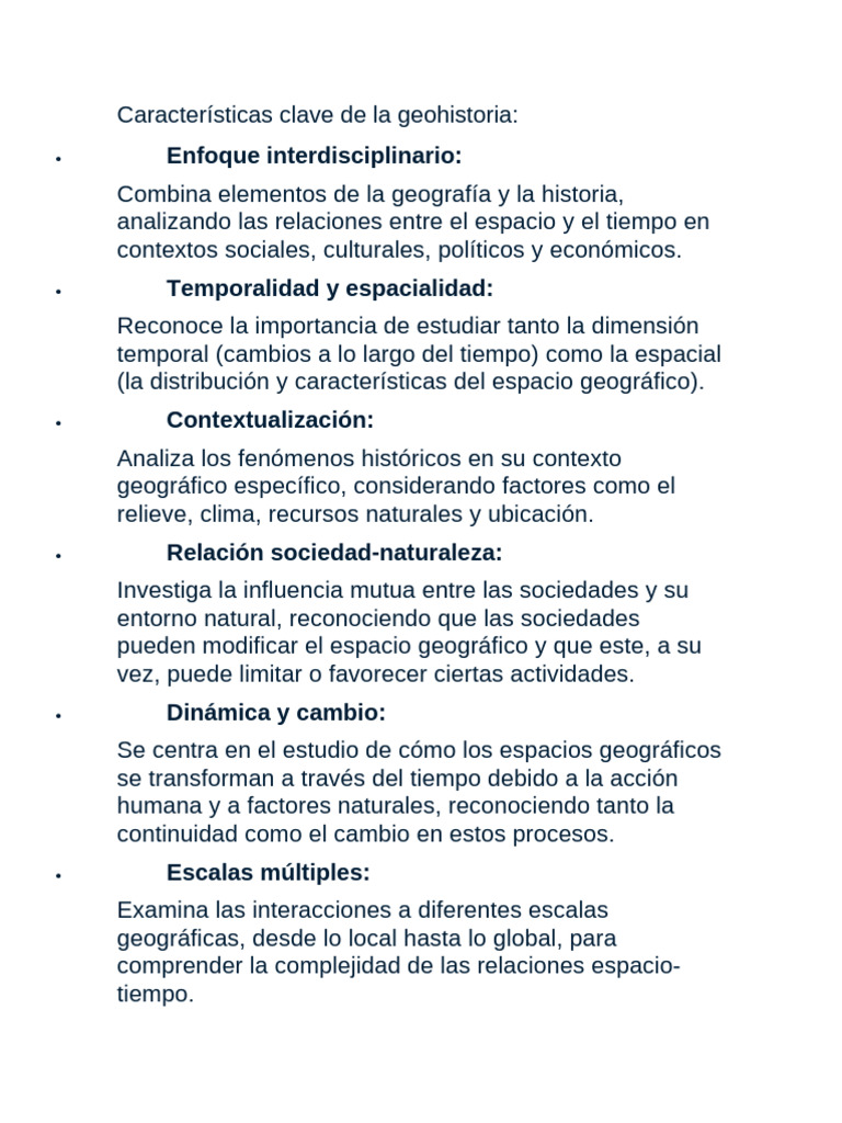 Características Clave de La Geohistoria | PDF