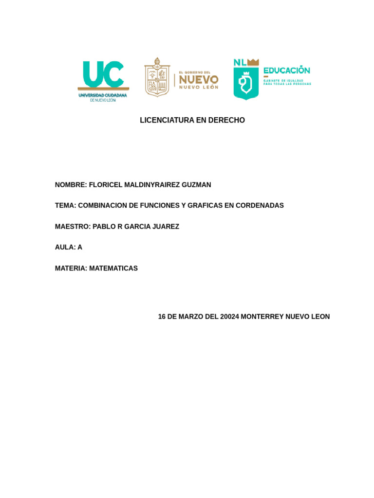 Combinacion de Funciones y Graficas en Cordenadas | PDF | Matemáticas | Sistema de coordenadas ...