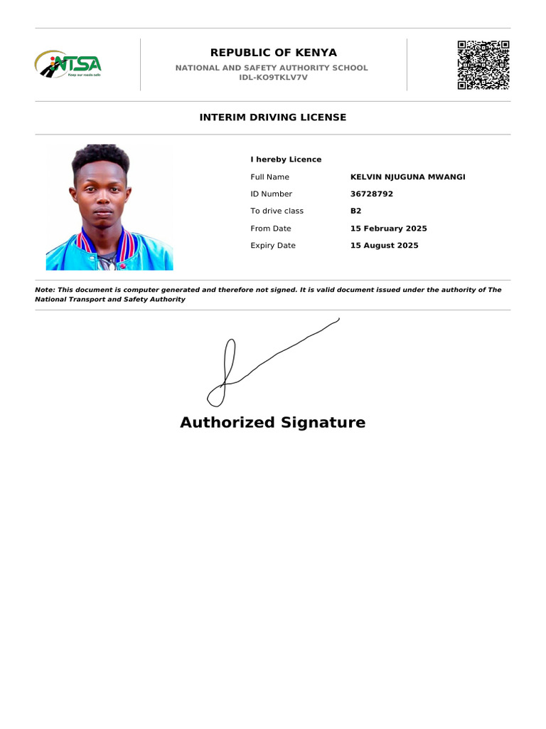 IDL-KO9TKLV7V-Interim Driving License | PDF