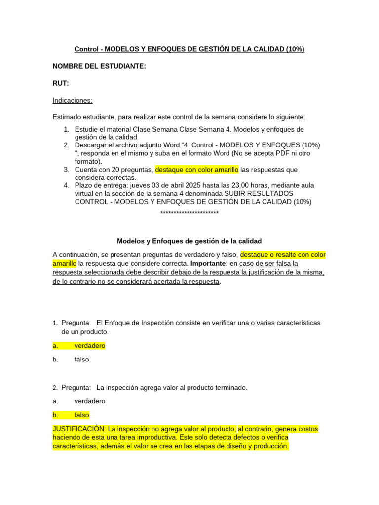 Control - MODELOS Y ENFOQUES | PDF | Calidad (comercial) | Business