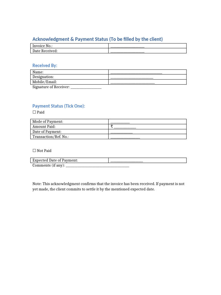 Invoice Acknowledgment Template | PDF
