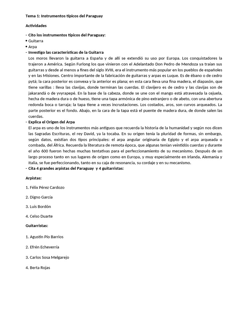 Instrumentos Típicos Del Py y Danza Colonial y Pre Colonial | PDF ...