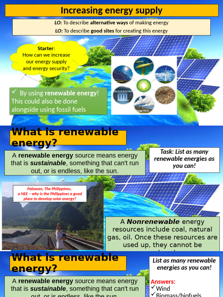Lesson 6 - Increasing Energy Supply and Renewable Energy | PDF ...