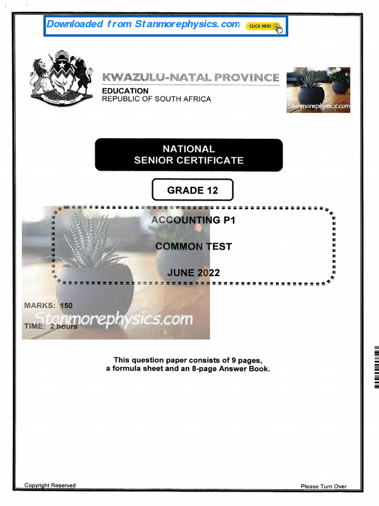 Acounting Grade 12 June 2022 P1 and Memo - 250615 - 223245 - 103301 | PDF