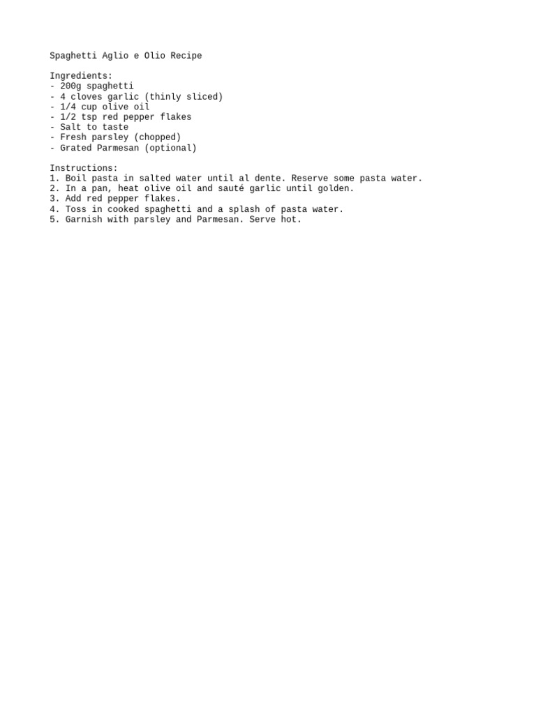 Pasta Recipe | PDF