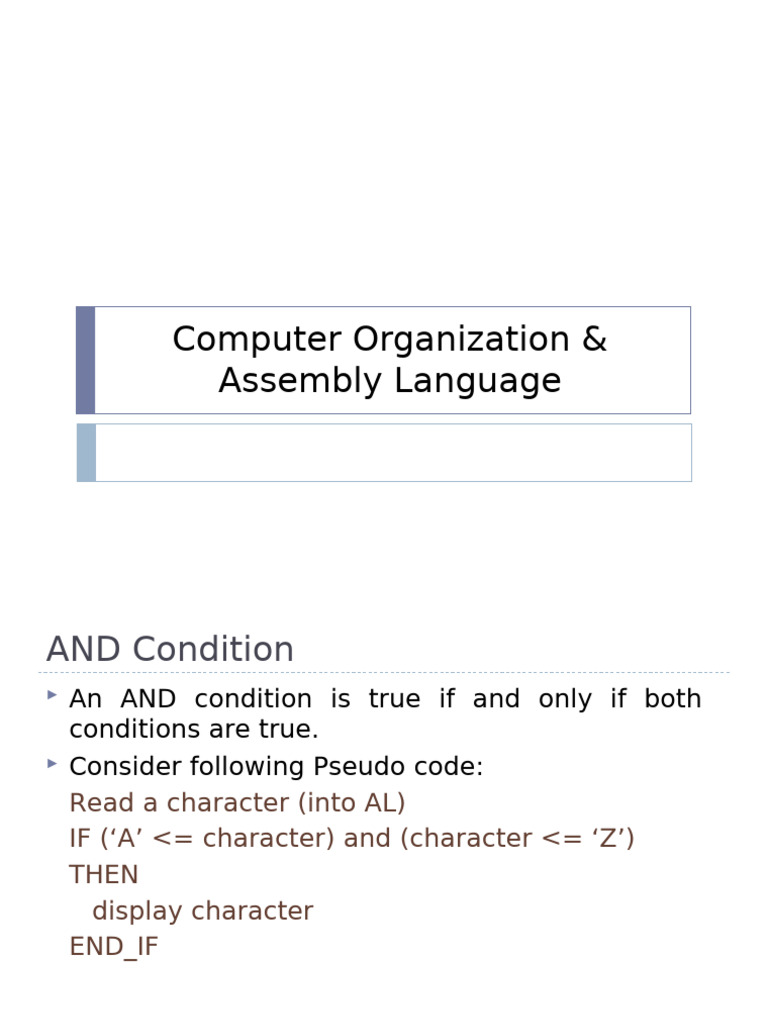 Assembly Language AND/OR Conditions | PDF