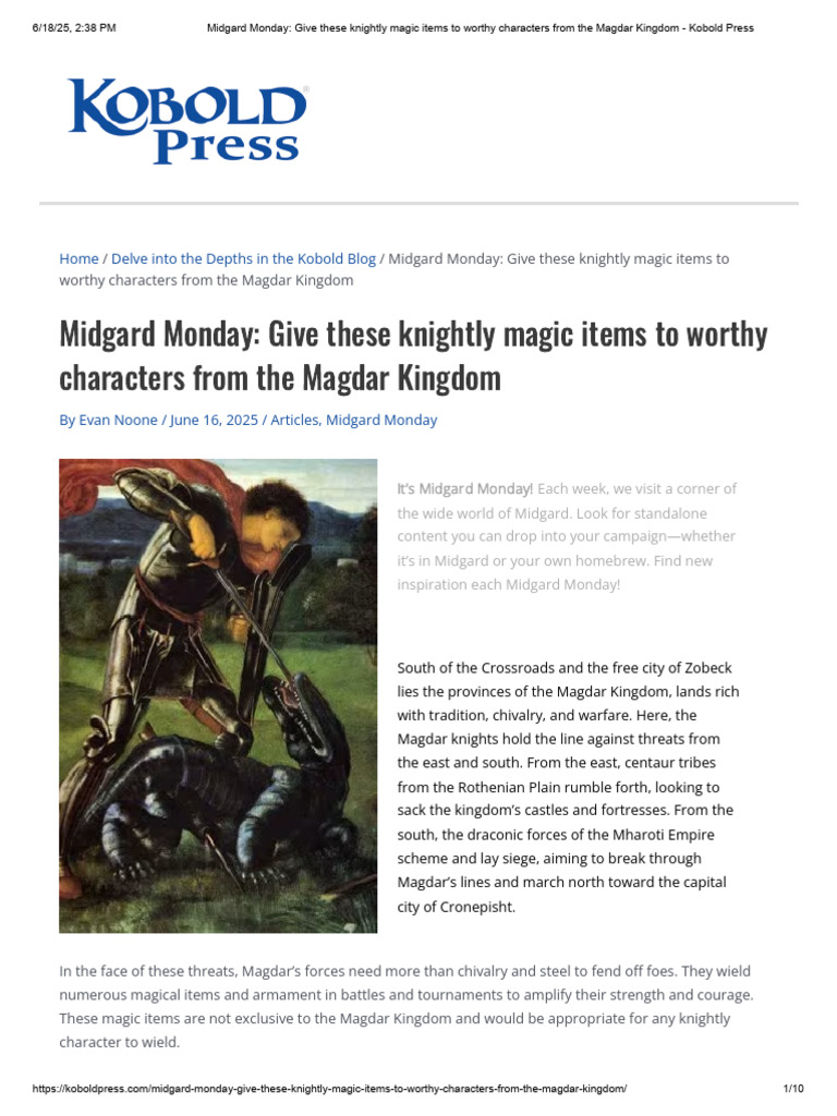 Knightly Magic Items for Midgard Campaigns | PDF
