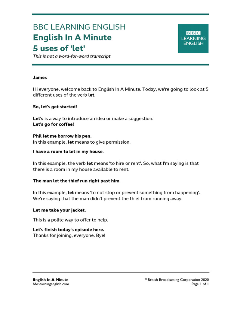 5 Uses of Let | PDF
