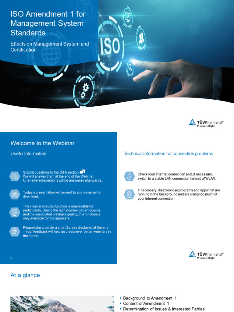 TUV Rheinland Webinar ISO Amendment 1 | PDF | Risk | Climate Change