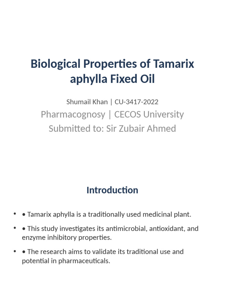 Tamarix Aphylla Extraction Presentation | PDF