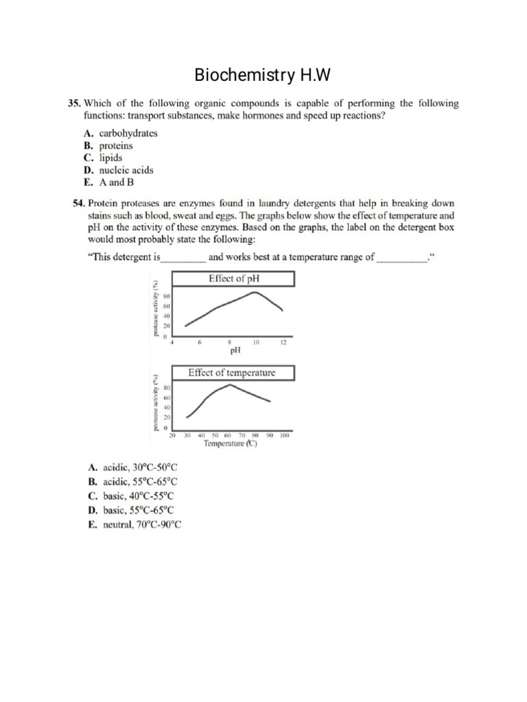 Biochemistry H.W | PDF