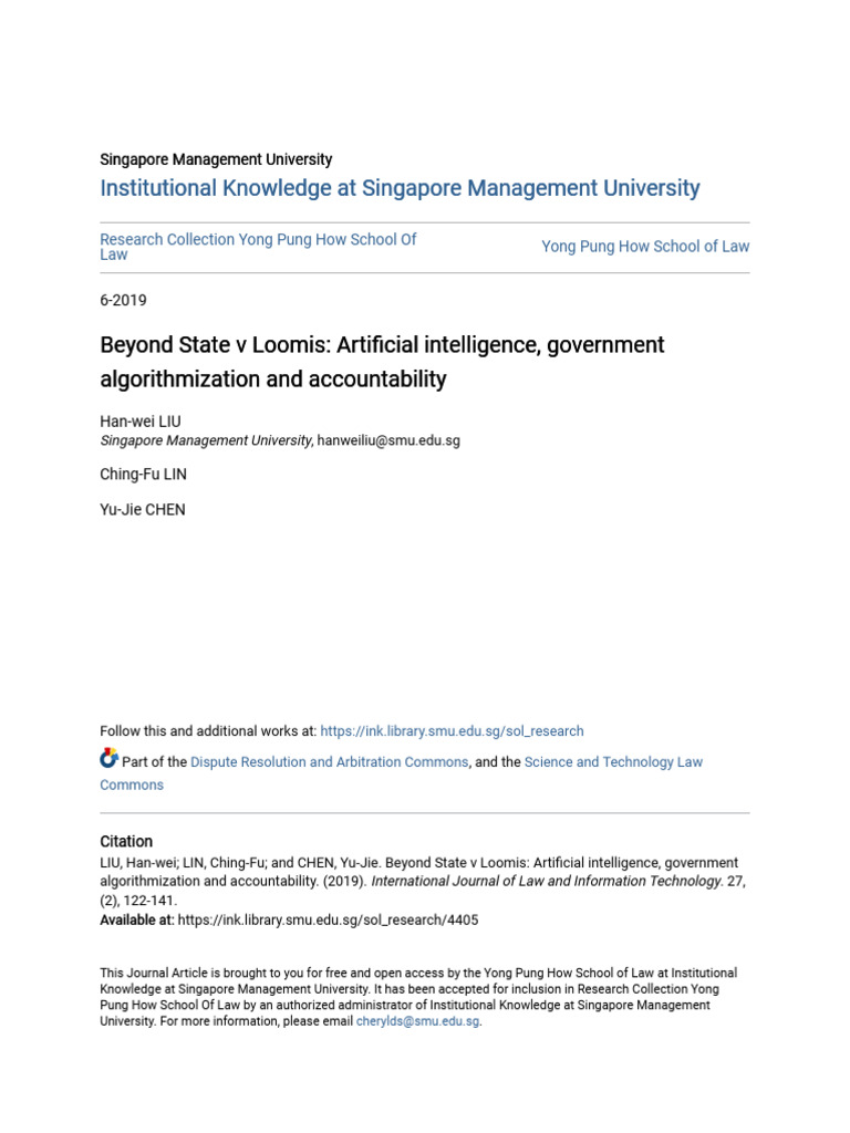 Beyond State V Loomis - Artificial Intelligence Government Algori | PDF ...