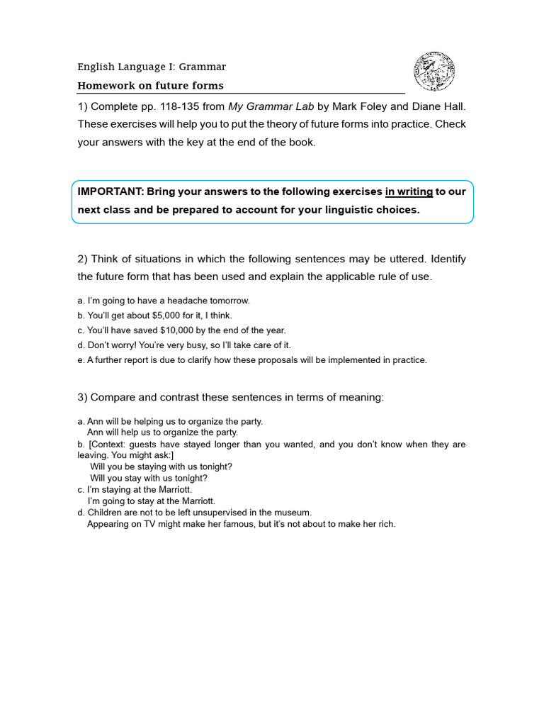 02 - Homework On Future Forms | PDF
