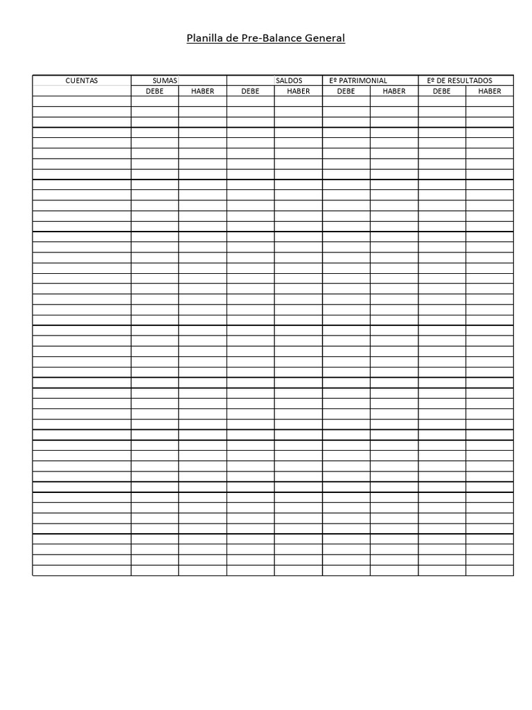Planilla Pre Balance | PDF