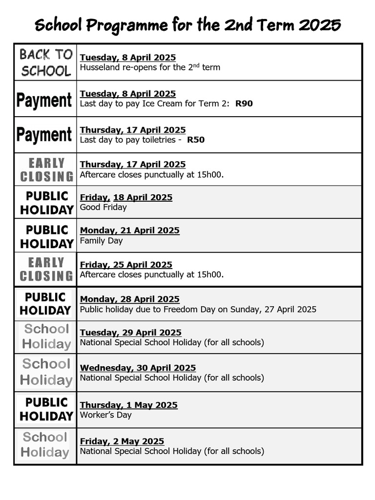 Term 2 2025 Programme | PDF