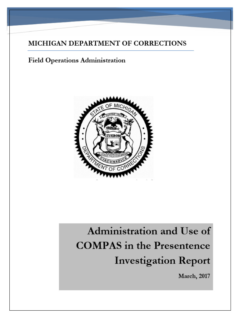 COMPAS at PSI Manual 2 27 17 Michigan | PDF | Presentence Investigation ...