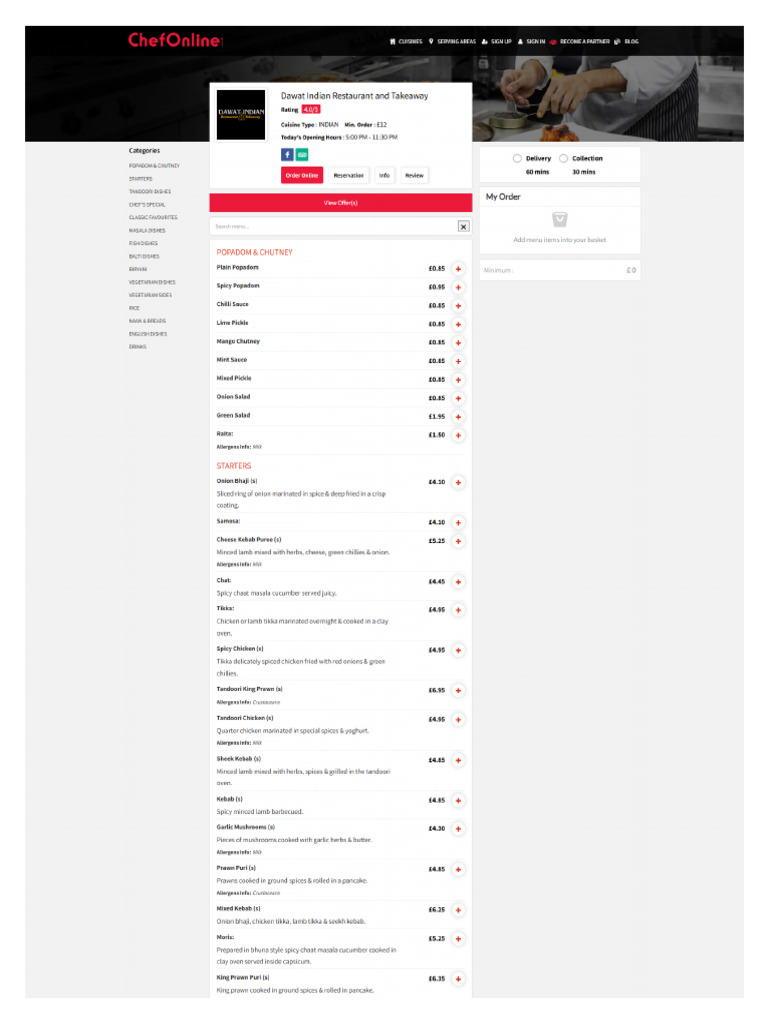 Dawat Indian Restaurant and Takeaway Food Menu | PDF