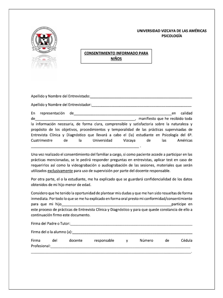 Consentimiento Informado Niños | PDF
