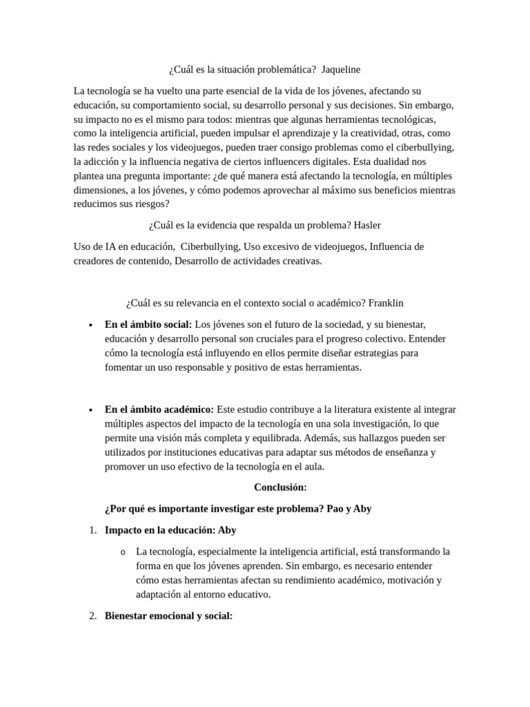 Cuál Es La Situación Problemática Nombres | PDF | Inteligencia ...