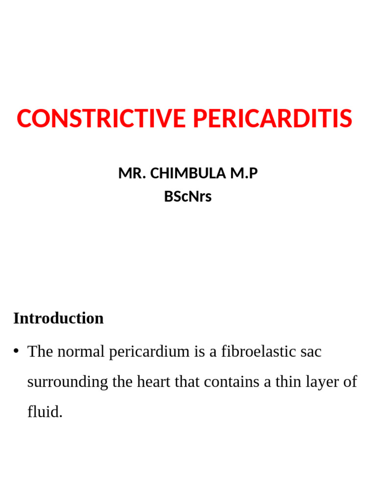 Overview of Constrictive Pericarditis | PDF | Heart | Ventricle (Heart)