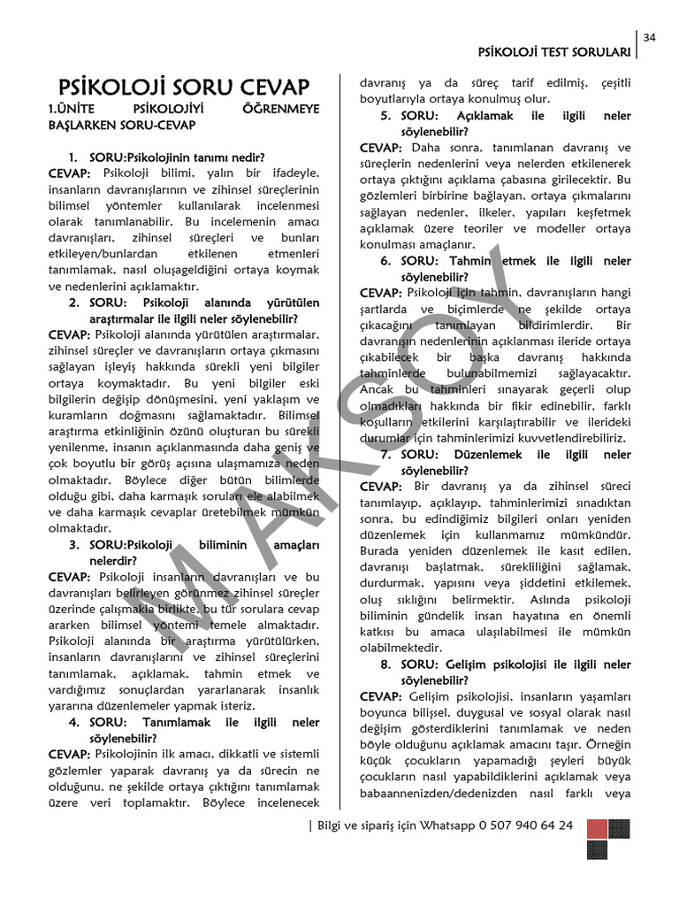 Psikoloji Soru Cevap | PDF