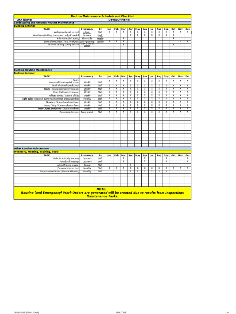 Sample Format for Preventive Maintenance Schedule Excel From RCATs ...