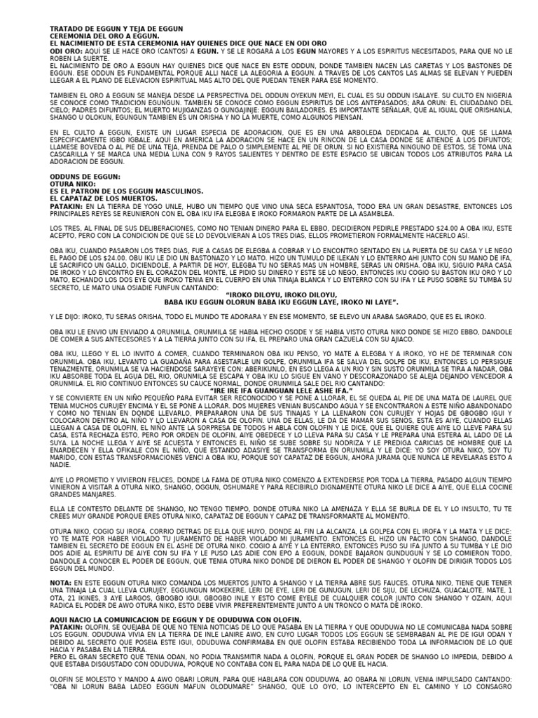 Tratado de Eggun y Teja de Eggun | PDF | Santeria | Religiones religiosas