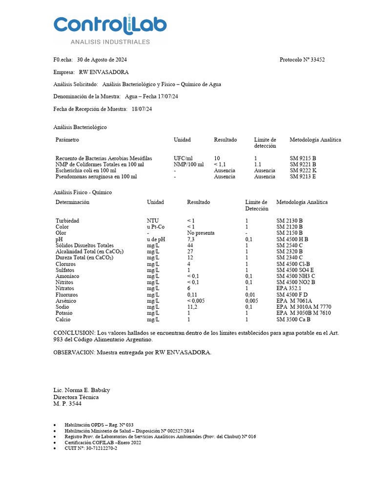 Bact y Quimagua (33452) | PDF