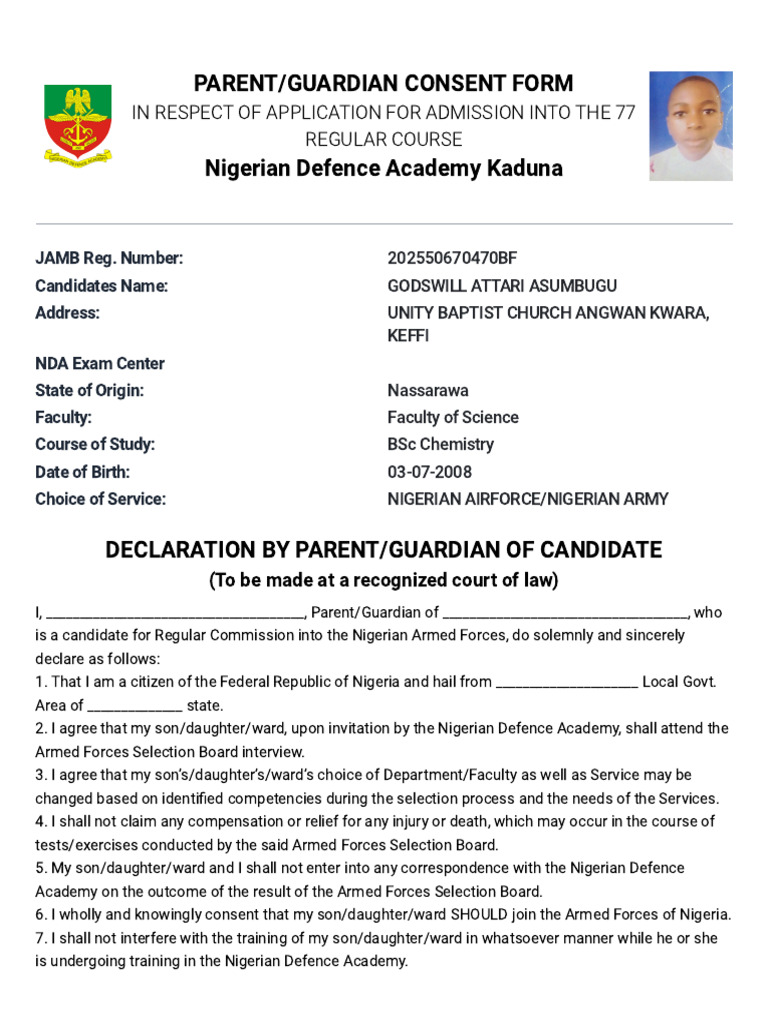 NDA 77 Admission Consent Form | PDF | Common Law | Public Law