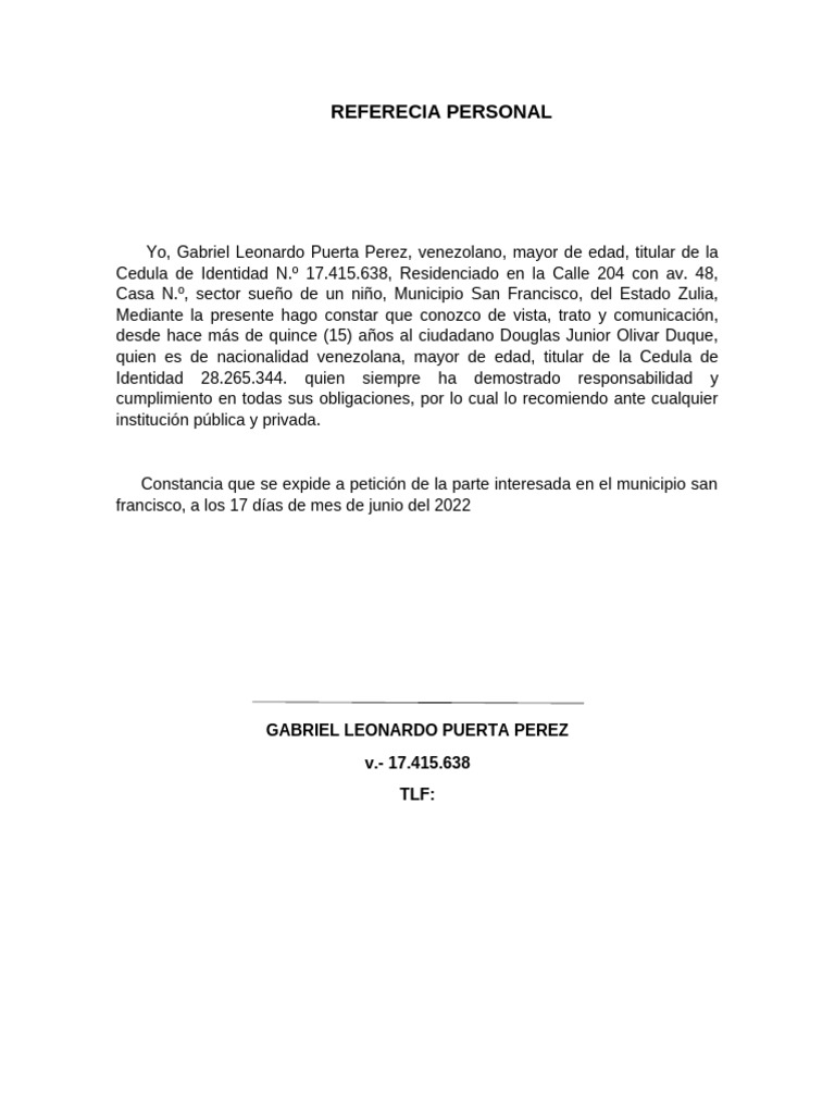 Referecia Personal | PDF