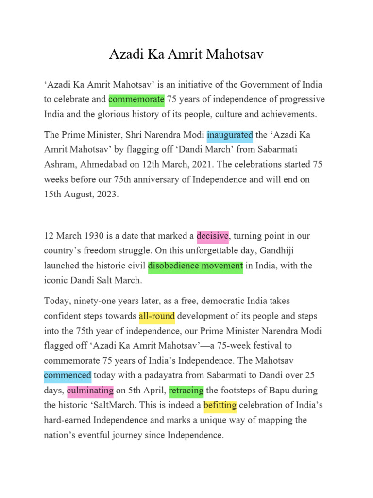 Azadi Ka Amrit Mahotsav (Final) | PDF