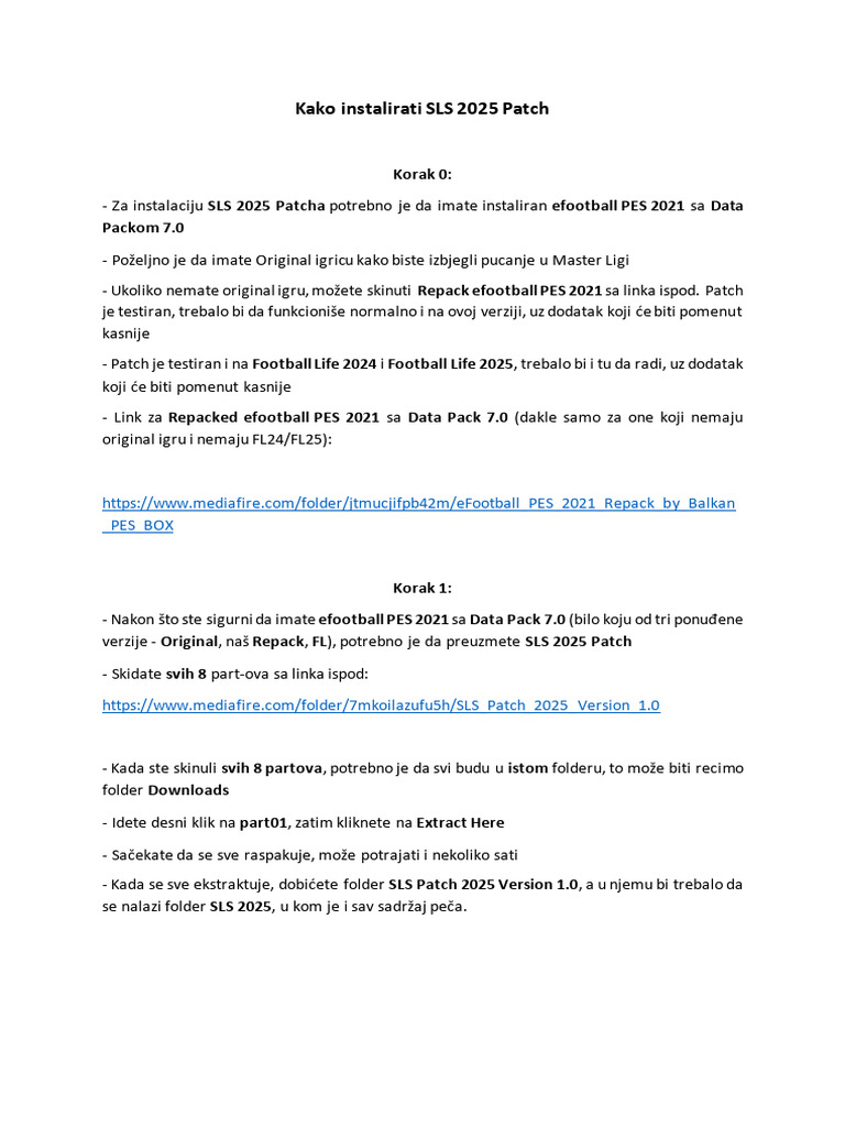 SLS Patch 2025 Version 1.0 | PDF