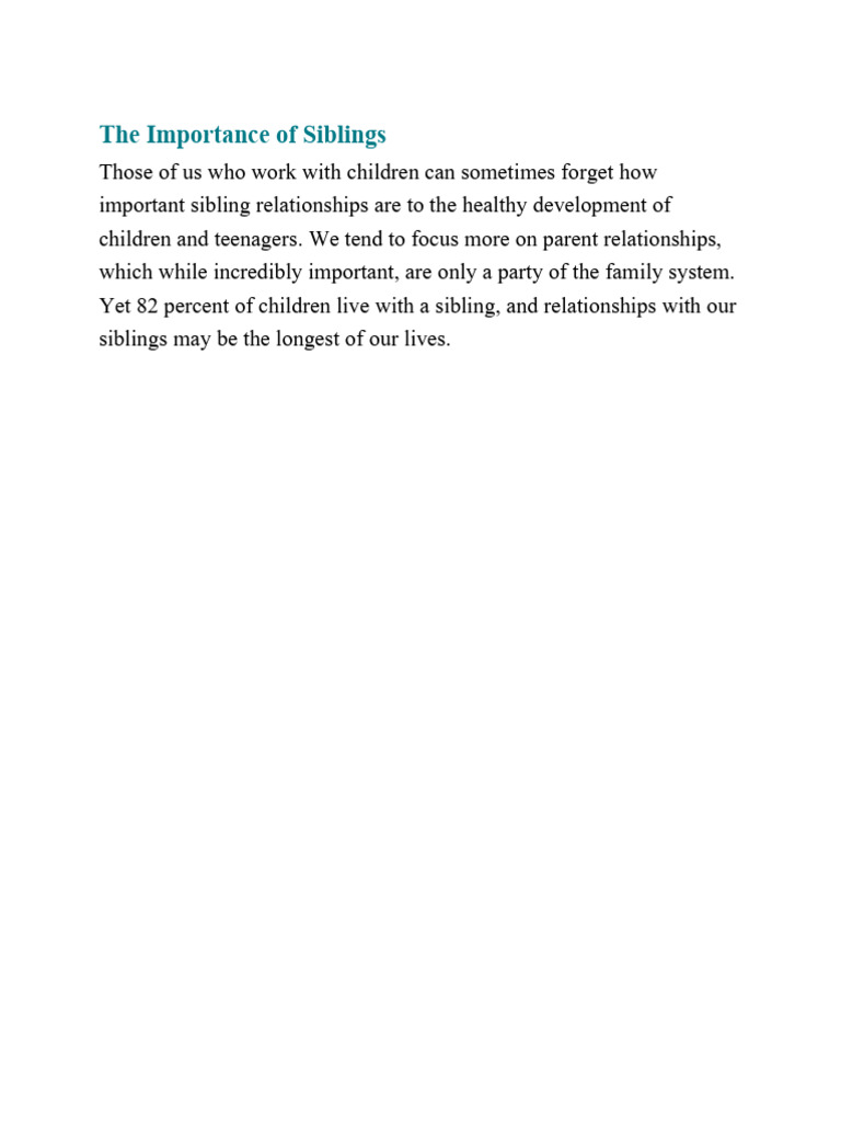 Importance of Siblings | PDF