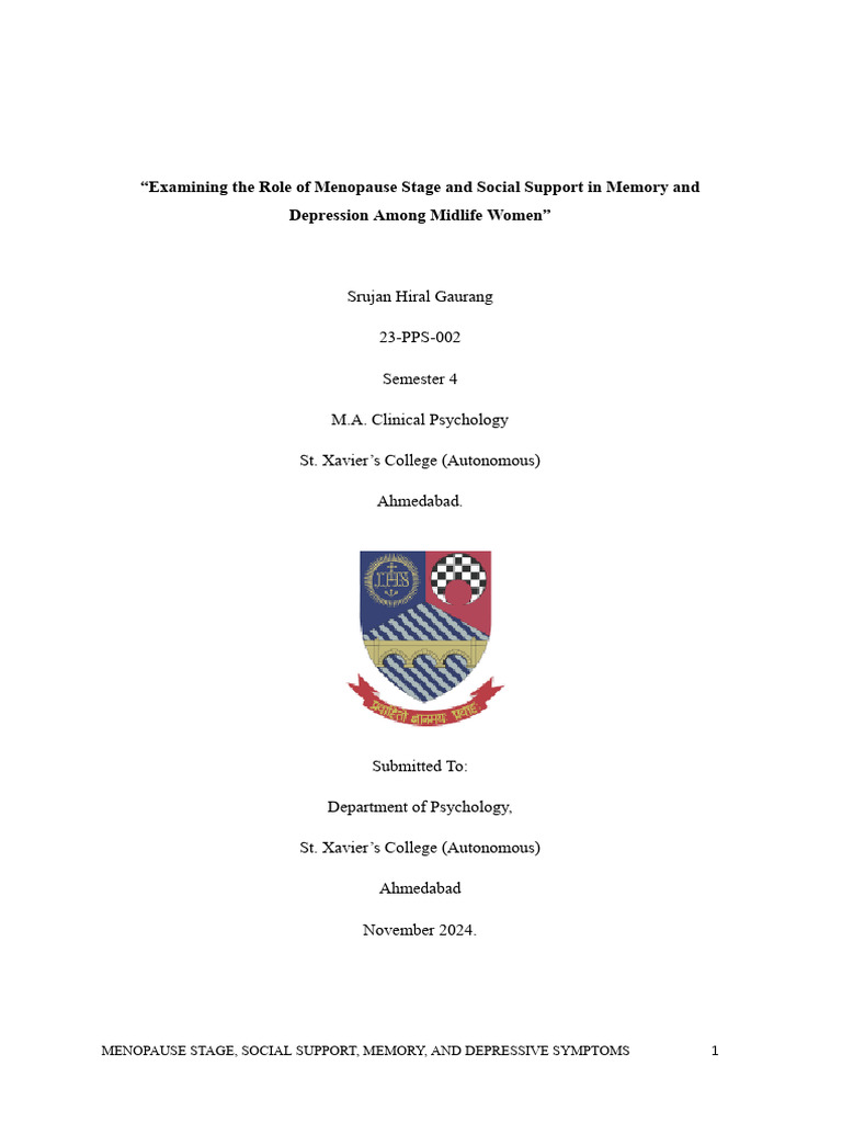 Srujan Dissertation Proposal | PDF | Menopause | Social Support