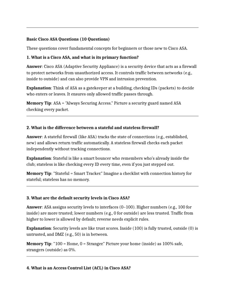Cisco ASA Interview Questions and Answers | PDF | Virtual Private ...