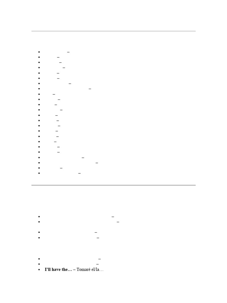 Vocabulario Básico en Un Restaurante | PDF | Alimentos | Cocina