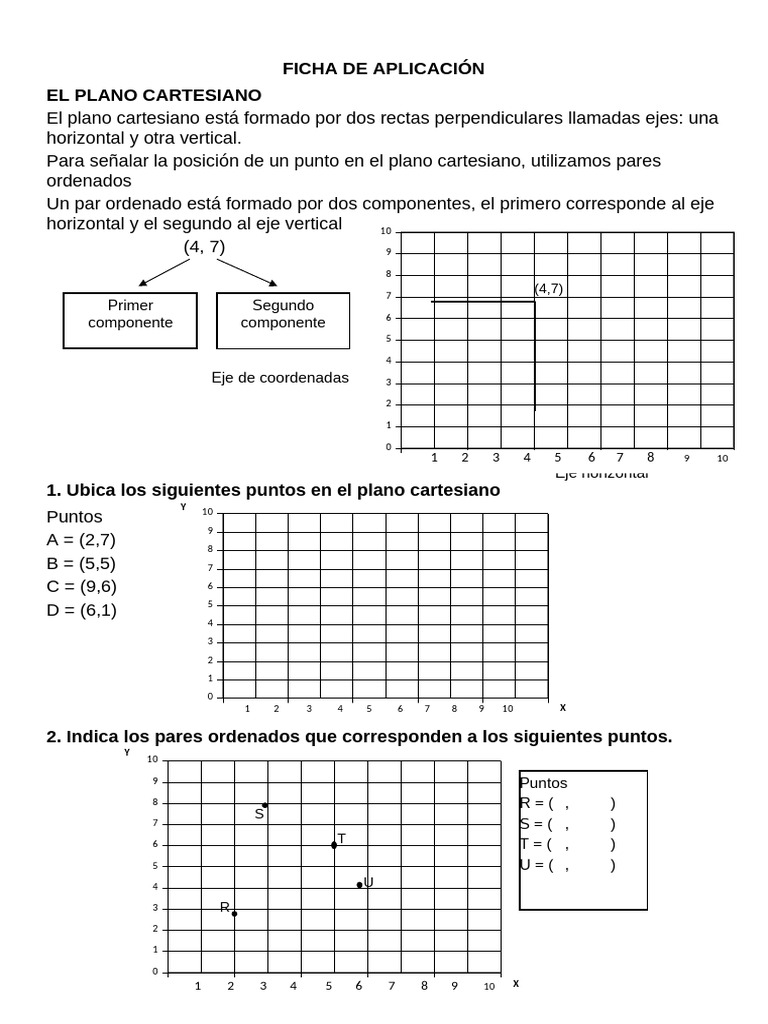 Ejercicios de Plano Cartesiano para Primaria | PDF | Sistema de ...