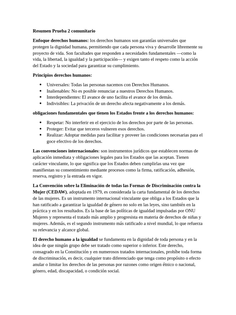 Resumen Prueba 2 Comunitario | PDF | Derechos humanos | Comunidad